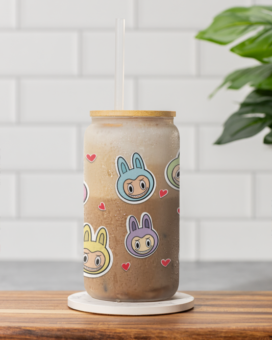 Labubu Love – 500 ml Glass Sipper – Chhaap